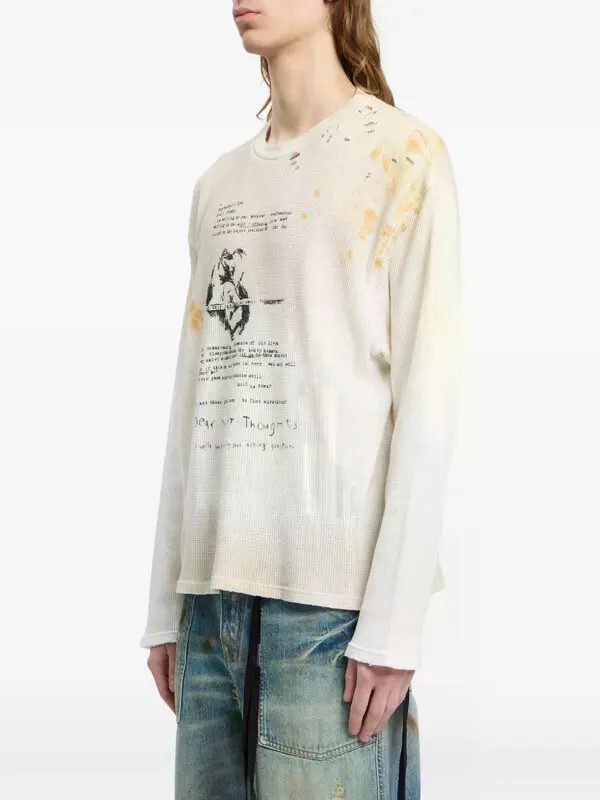 ANN DEMEULEMEESTER Emil Dear Diary Long-sleeve T-shirt - Neutrals