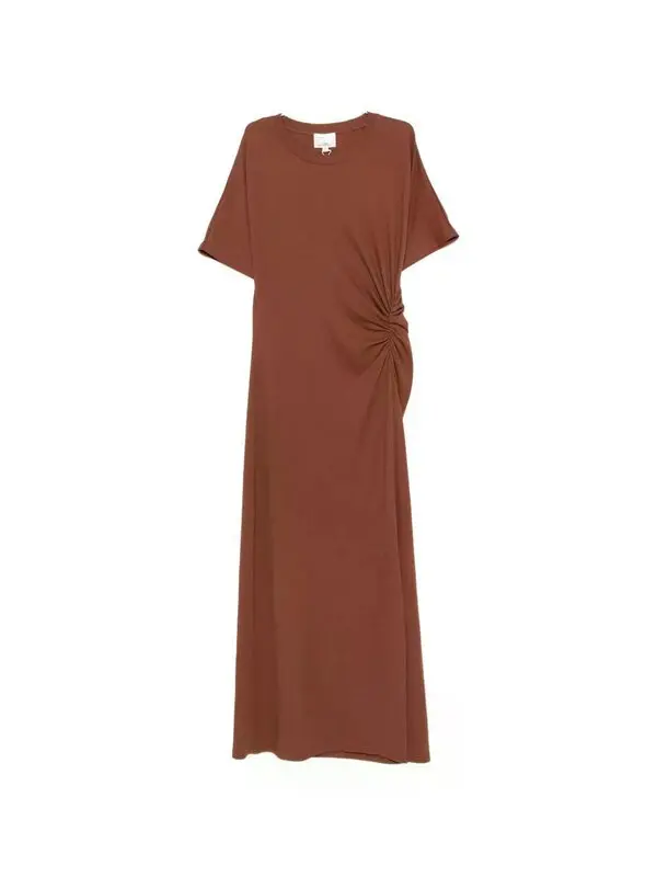 MAISON123 Gathered Side Slit Hem Maxi Dress