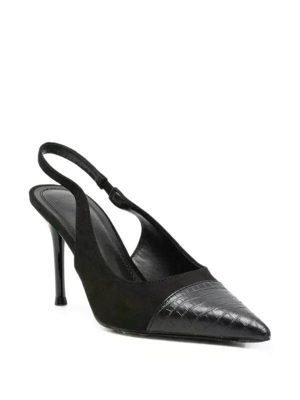 TWENTY FOURHAITCH Varne Croc-effect Pointed-toe Pumps - Black