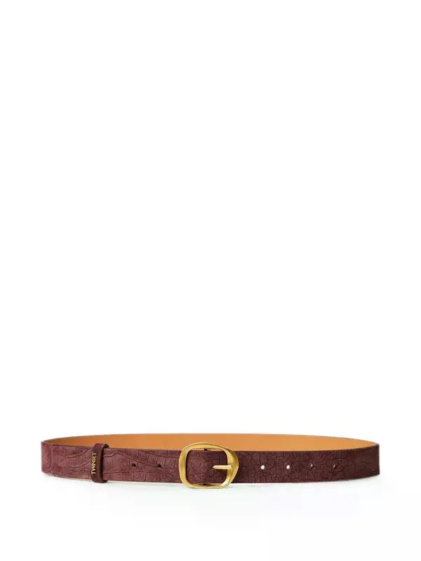 TWINSET Crocodile Effect Suede Belt - Purple
