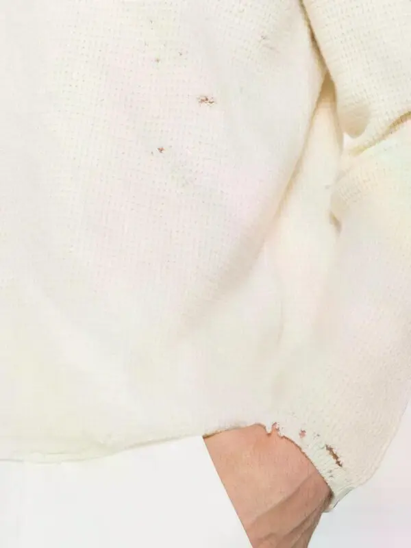 SECOND / LAYER Distressed Waffle-knit Sweater