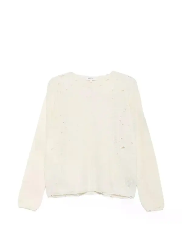 SECOND / LAYER Distressed Waffle-knit Sweater