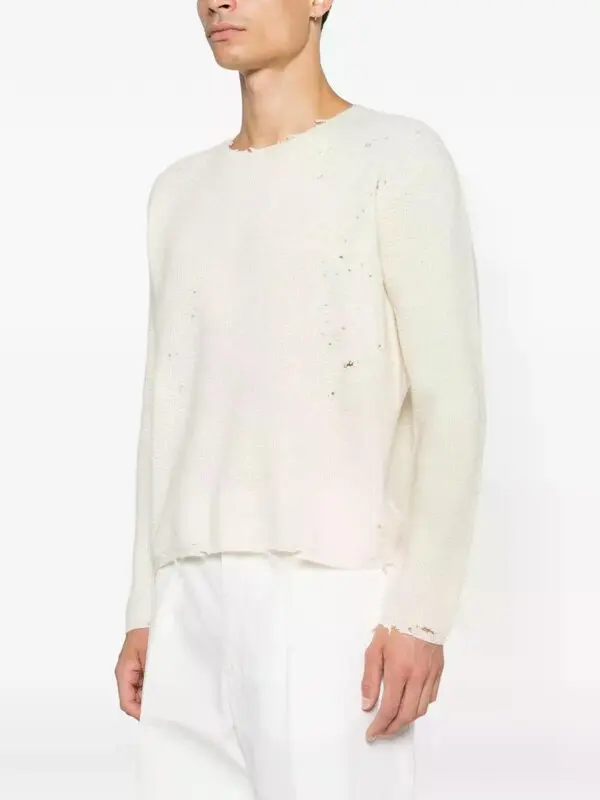 SECOND / LAYER Distressed Waffle-knit Sweater