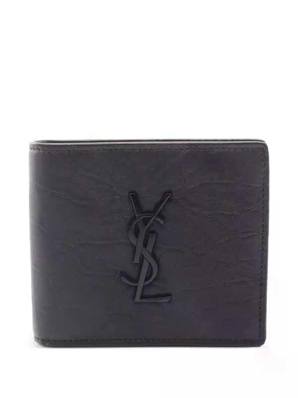 Saint Laurent 2020s Monogram Crocodile-effect Wallet - Black