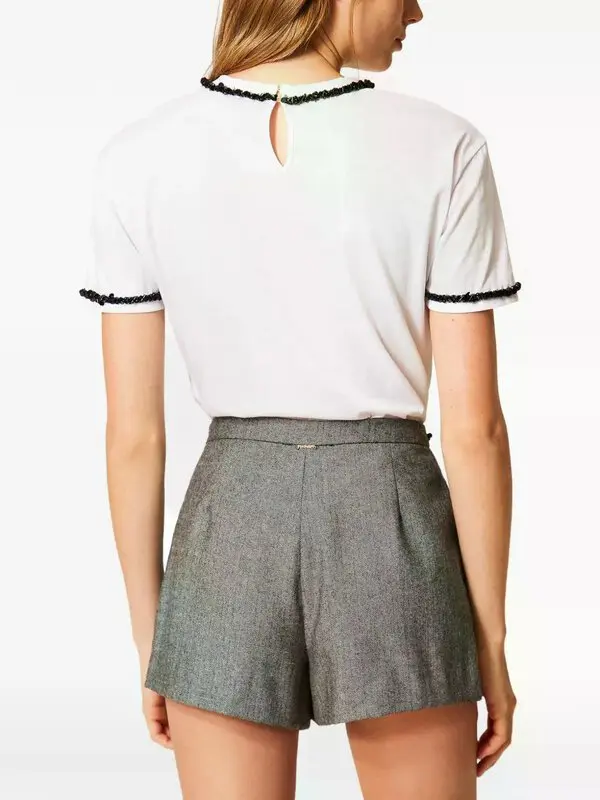 TWINSET Cotton Jersey T-shirt With Contrasting Trim And Bow Detail