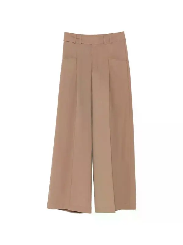 Closed Pleated Wide-leg Trousers - Neutrals