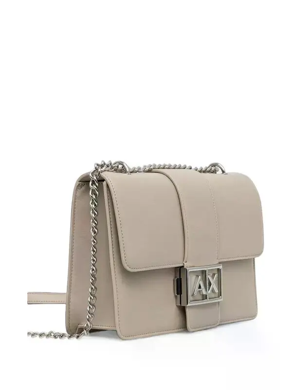 Armani Exchange Logo Plaque Chain Strap Crossbody Bag - White