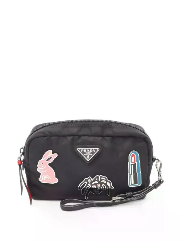 Prada 2010s Tessuto Smalto Pouch - Black