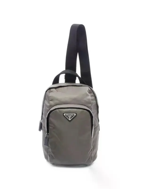 Prada 2010s Triangle Logo Cross Body Bag - Grey