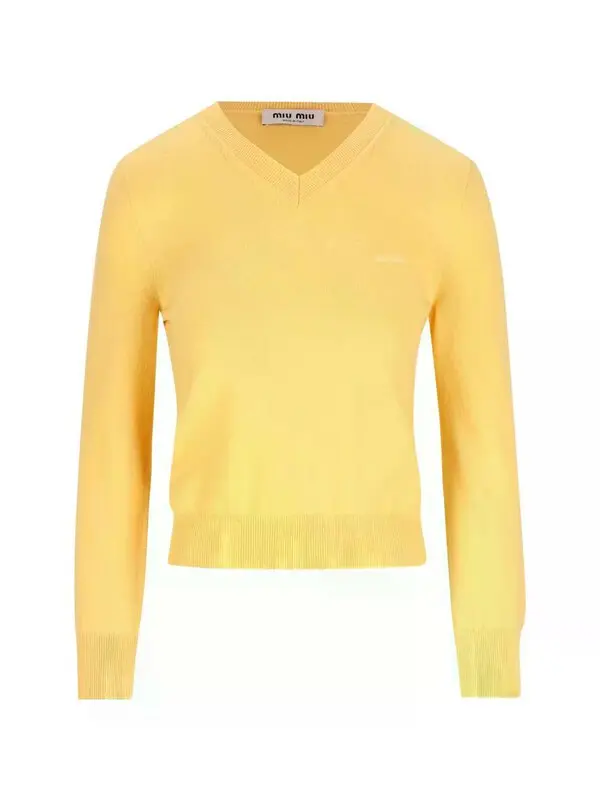 Miu Miu V-neck Wool Cardigan - Yellow