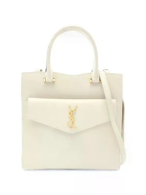 Saint Laurent 2010s Small Uptown Leather Tote Bag - White