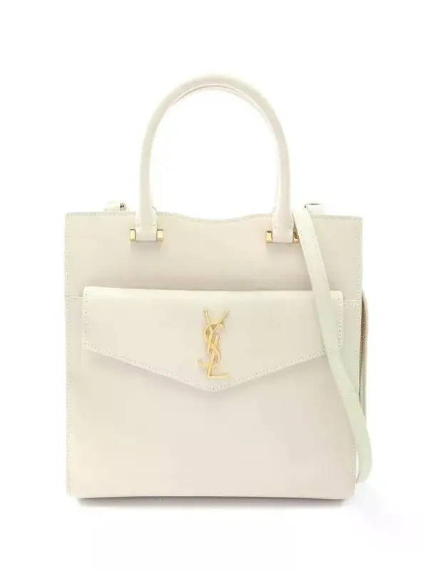 Saint Laurent Uptown Leather Tote Bag - White