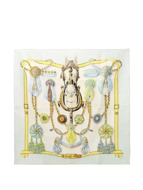 Hermès Carre 90 Frontaux Et Cocardes Scarf - Green