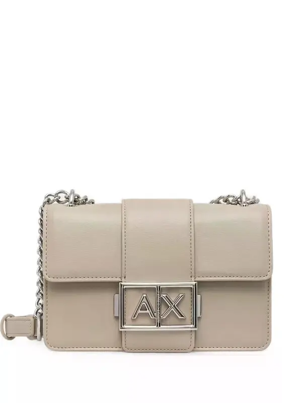 Armani Exchange Chain-link Crossbody Bag With Logo Plaque - White