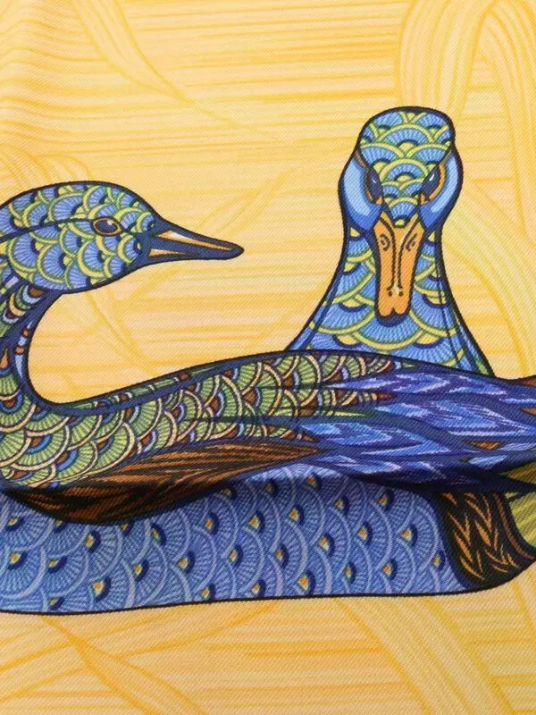 Hermès 2010s 90 Carré La Mare Aux Canards Scarf - Yellow