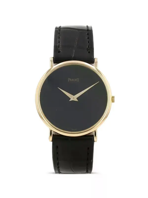 PIAGET 1980s Yellow Gold Round Watch - Black