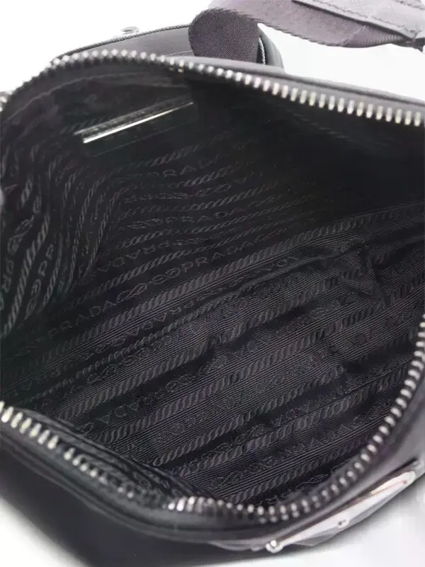 Prada Saffiano Leather Shoulder Bag With Enamelled Triangle Logo