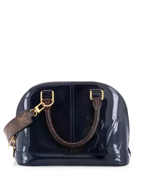 LOUIS VUITTON Alma Handbag Vernis Monogram Canvas Bb Satchel - Blue