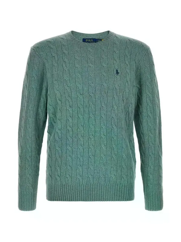 Polo Ralph Lauren Cable-knit Embroidered Pony Crewneck Sweater - Green