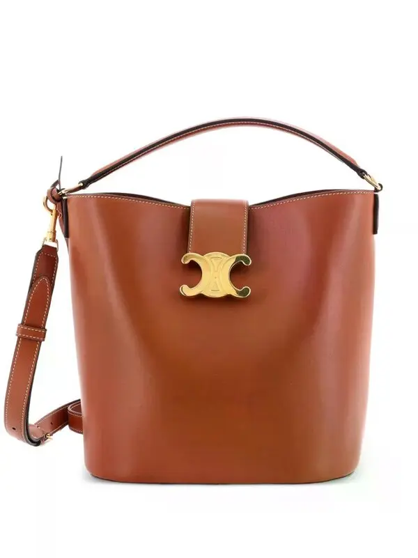Celine Louise Bag Leather Bucket Bag - Brown