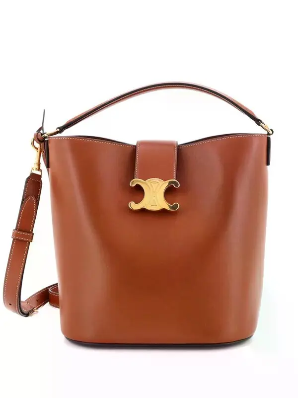 Celine Louise Bag Leather Bucket Bag - Brown