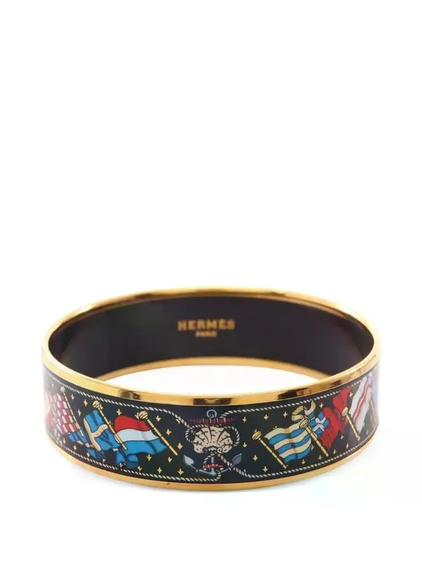 Hermès 2010s Gm Cloisonné Enamel Bangle Bracelet - Black