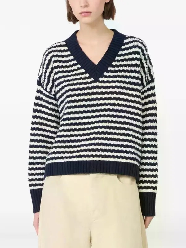 Max Mara Spiga Loose-jumper In Wool Yarn - Blue