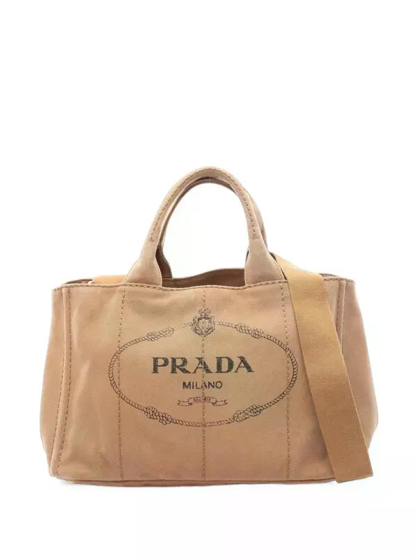 Prada 2000s Canapa Two-way Handbag - Brown