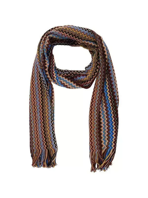 Missoni Zigzag Knit Fringed Scarf