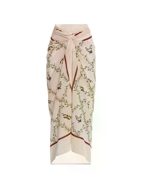 Agua Bendita Lavanda Azucar Butterfly-print Maxi Pareo - Neutrals