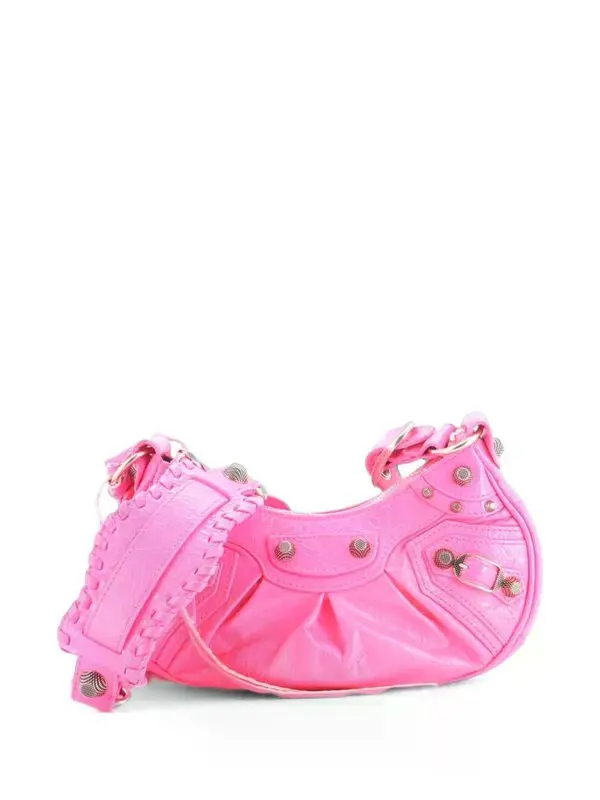 Balenciaga Le Cagole Giant Studs Shoulder Bag Leather Xs Hobo Bag - Pink