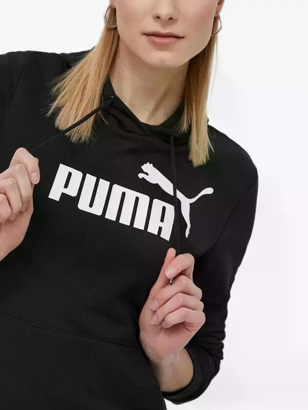 PUMA Logo Print Pouch-pocket Hoodie - Black