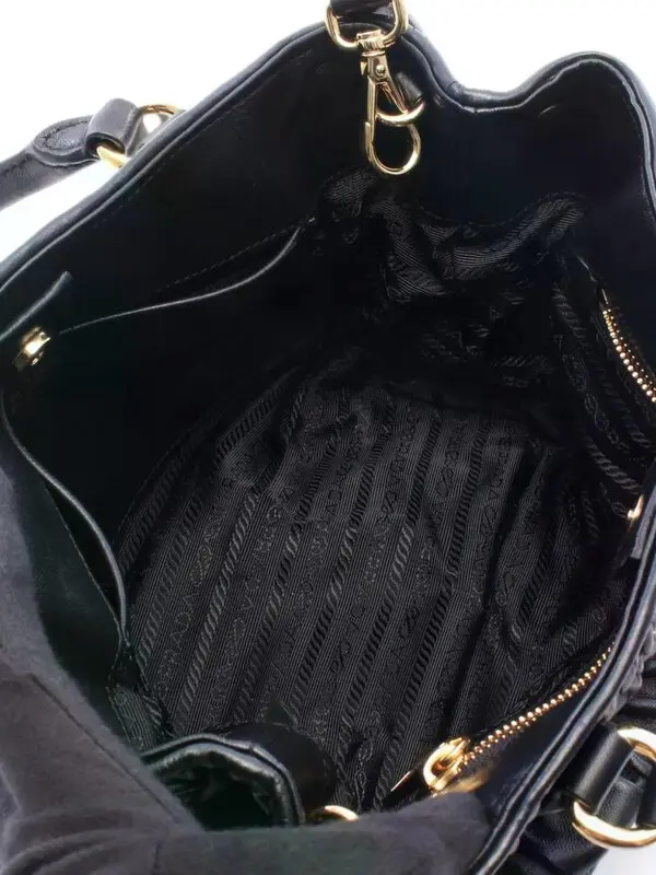 Prada Gaufre Ruched-leather Tote Bag - Black
