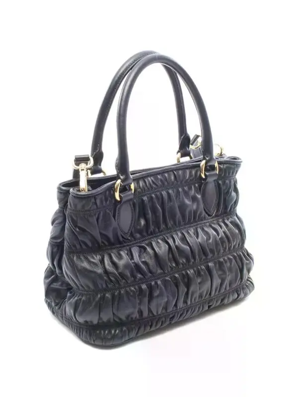 Prada Gaufre Ruched-leather Tote Bag
