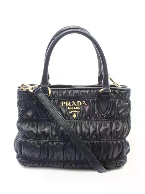 Prada Gaufre Ruched-leather Tote Bag - Black