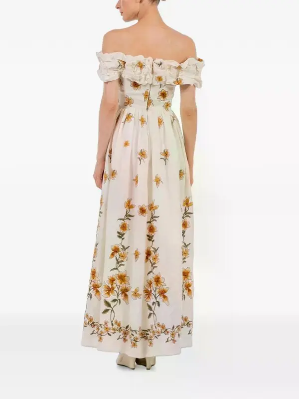 Agua Bendita Espliego Promesa Ruffled Floral-embroidered Maxi Dress - White