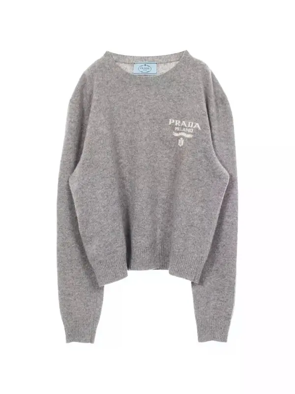 Prada 2000s Logo-intarsia Sweater - Grey