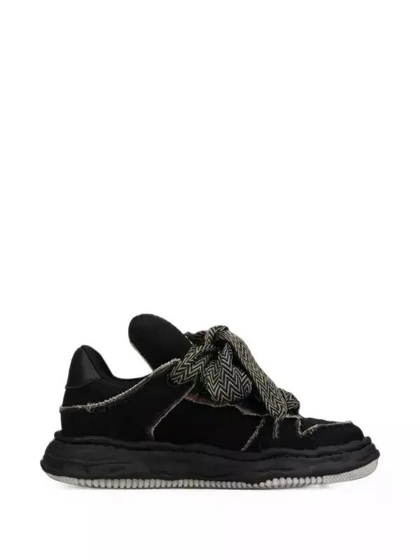 Mihara Yasuhiro Wayne Puffer Og Sole Patterned Lace Canvas Low-top Sneakers - Black