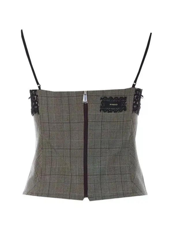 Pinko Check Top With Lace