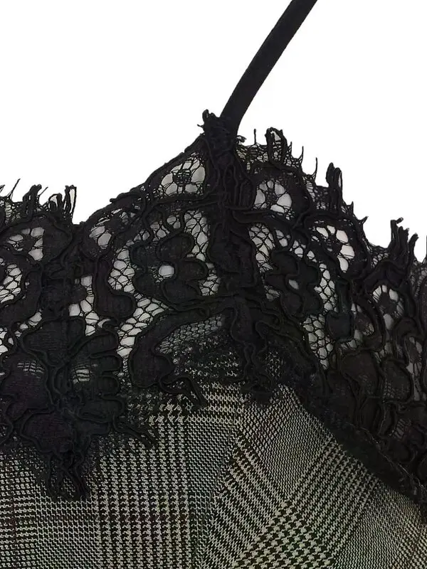 Pinko Check Top With Lace