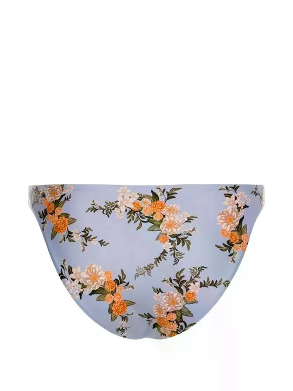 Agua Bendita Floral-print Bikini Bottom - Blue