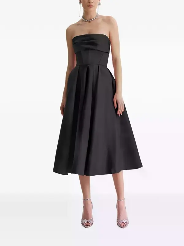 FRAMBOISE Napea Strapless Pleated Midi Dress - Black
