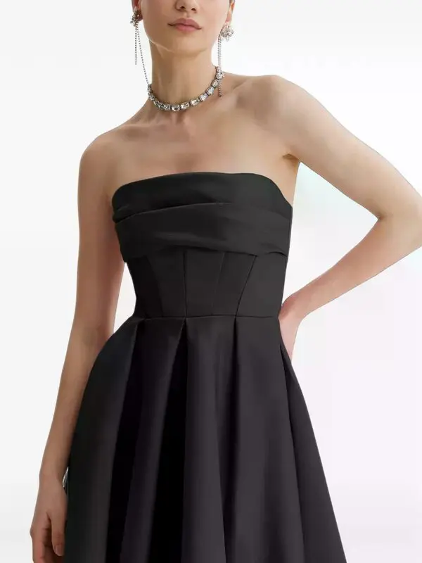 FRAMBOISE Napea Strapless Pleated Midi Dress