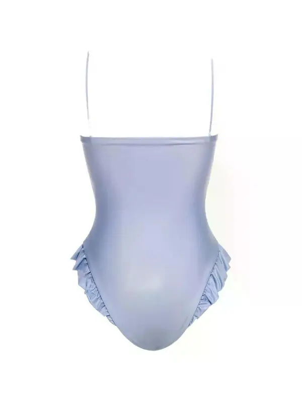 Agua Bendita Floral Embroidered Ruffled Swimsuit