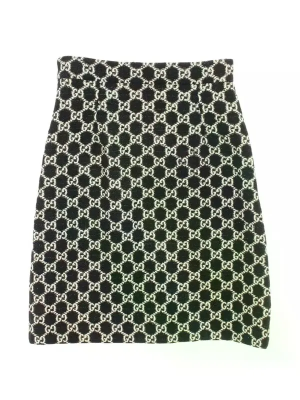 Gucci 2010s Gg Pattern Tweed Mini Skirt - Black