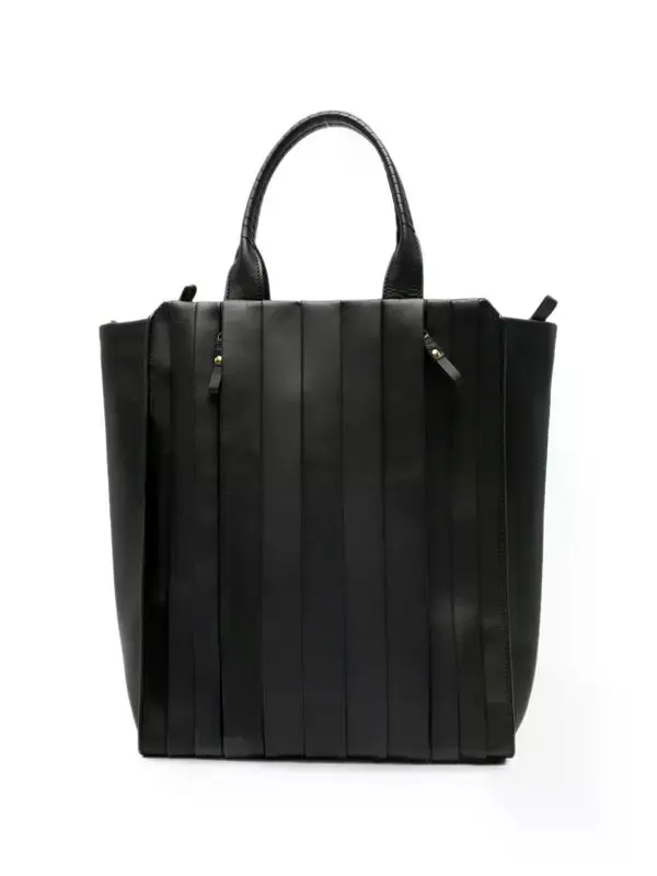 CORNELIAN TAURUS BY DAISUKE IWANAGA Pleated Leather Tote Bag - Black