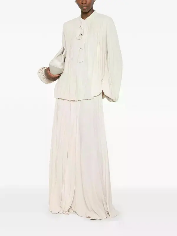 TOM FORD Pleated Pussy-bow Shirt - Neutrals