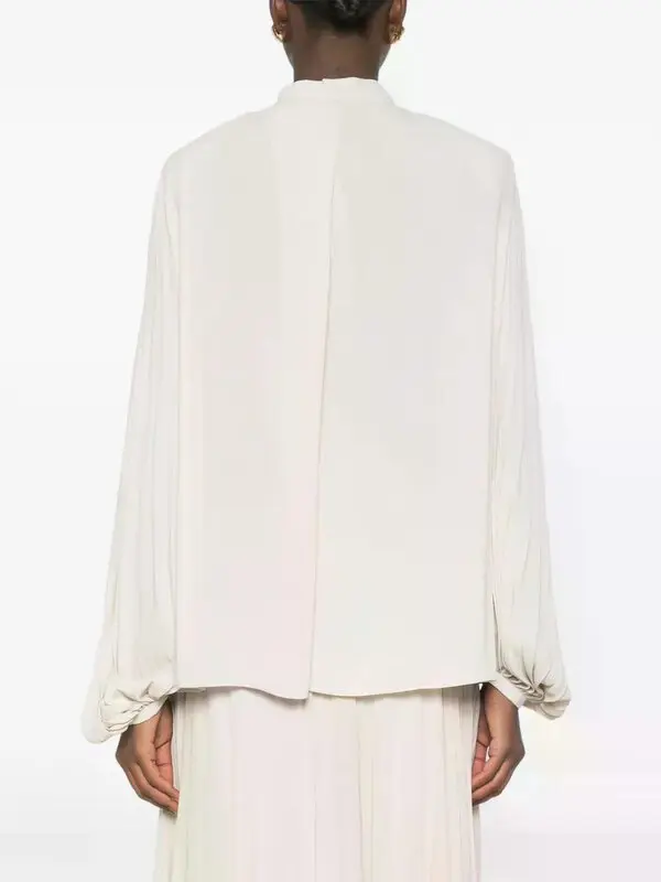 TOM FORD Pleated Pussy-bow Shirt - Neutrals