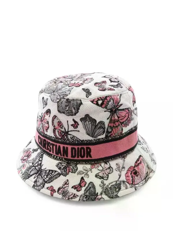 Dior 2010s D-bobby Toile De Jouy Mexico Bucket Hat - White