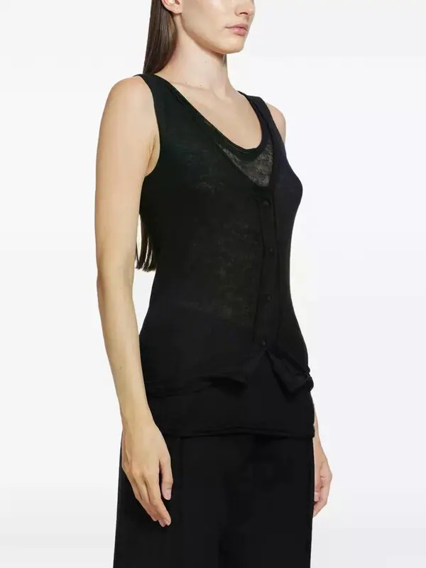 YEHUAFAN Button-front Layered-effect Tank Top - Black